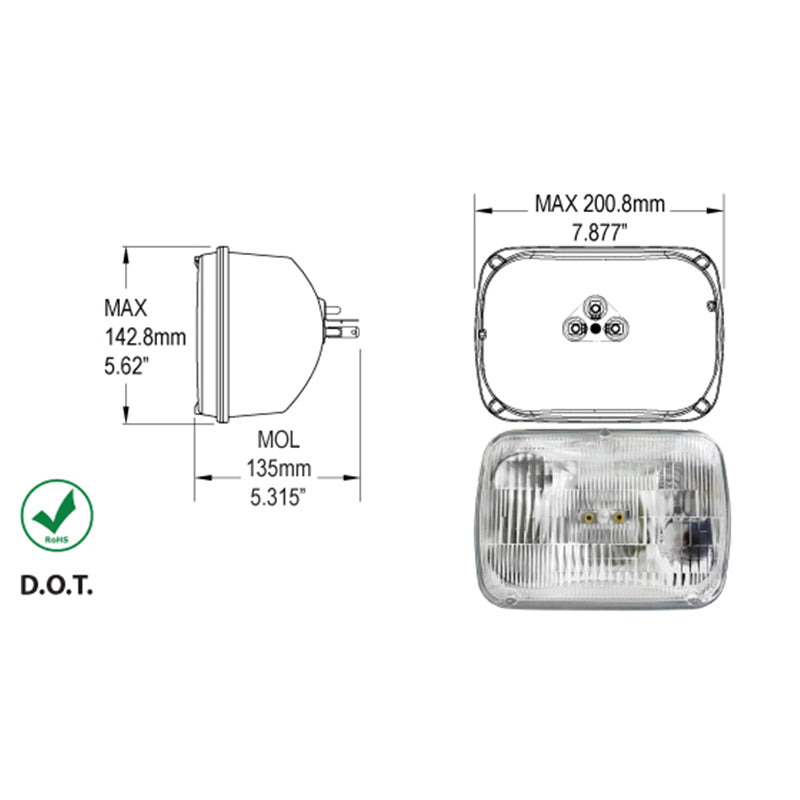 Sealed Beam Headlight Sizes 7inch Sealed Beam Headlamp High Beam With